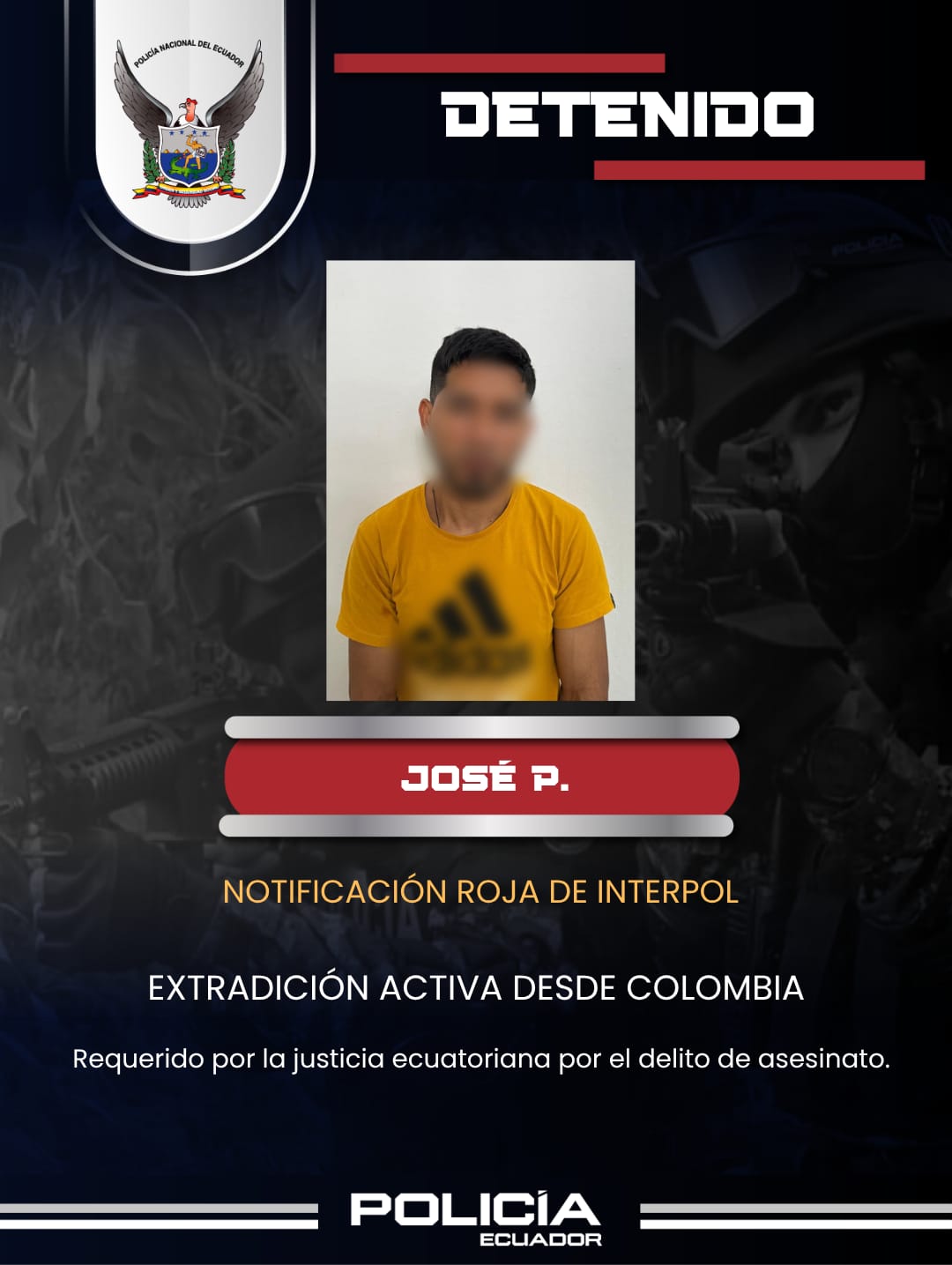 Ciudadano capturado con notificación roja de Interpol, por el delito de asesinato en Colombia ...